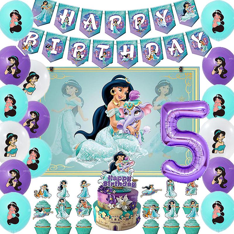 Aladdin Magic Lamp Birthday Party Decor Banner Cake Topper Disney ...