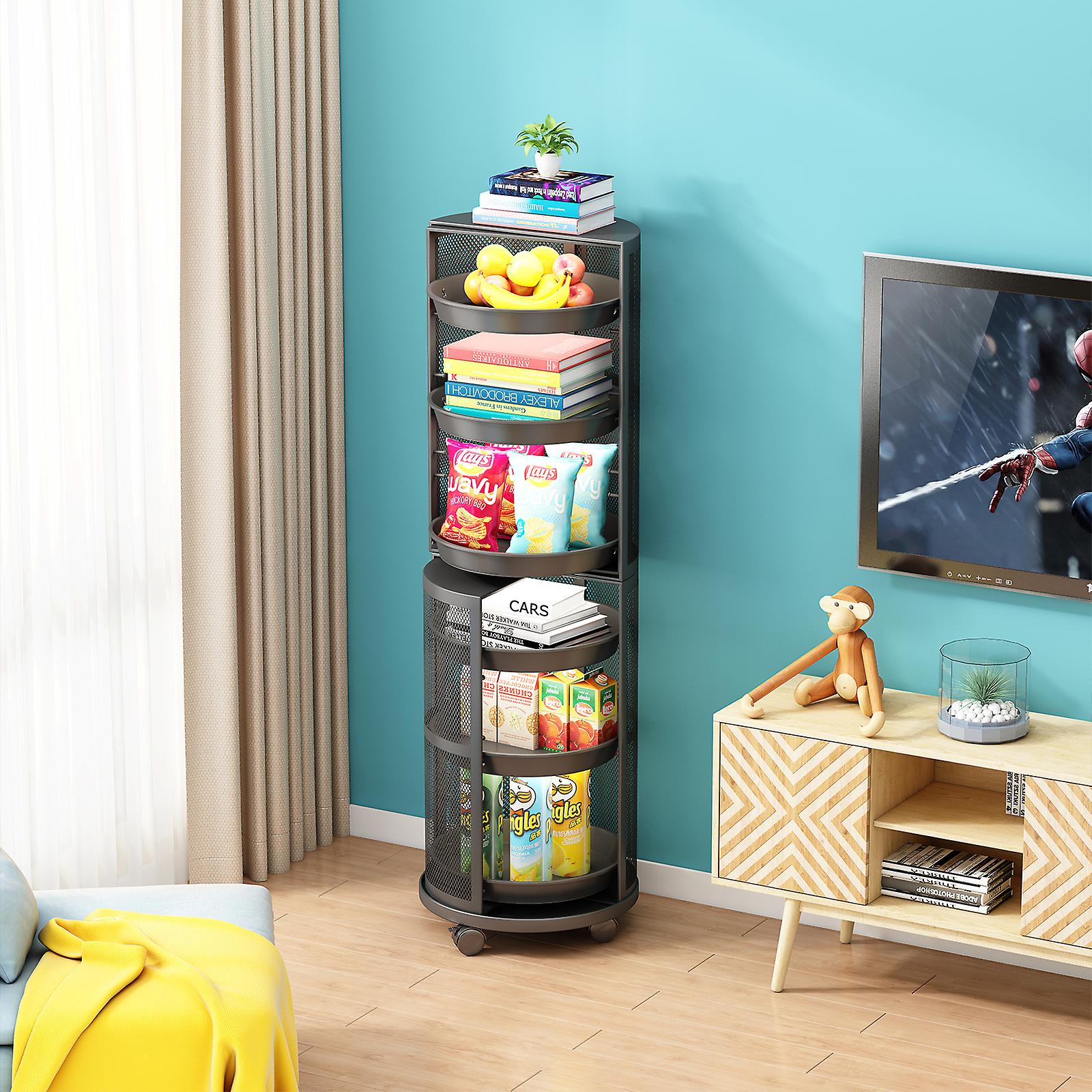 360 Degrees Rotating Movable Storage Shelf, Large Capacity Steel Rack ...