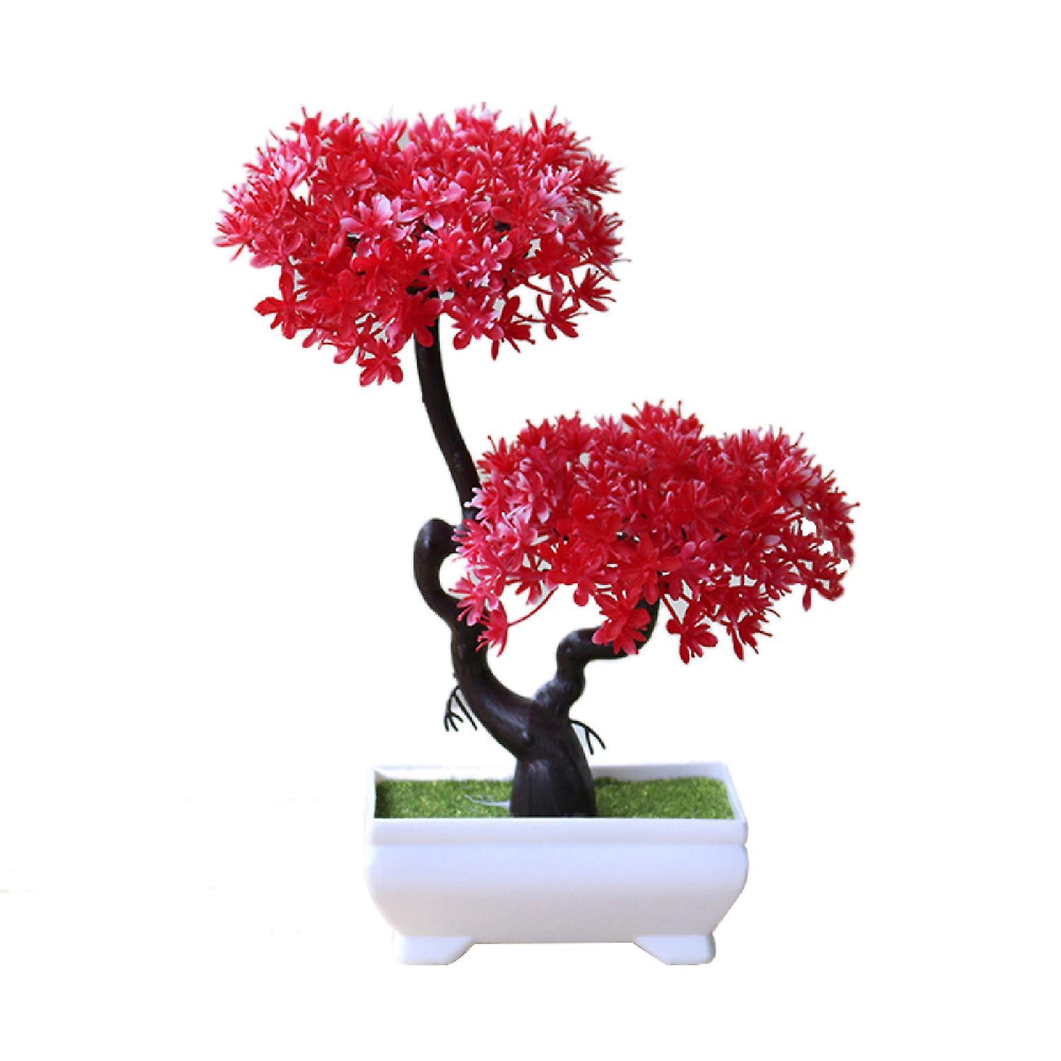 Artificial Plant Lifelike Plastic Fake Bonsai Tree Potted Ornament Home ...