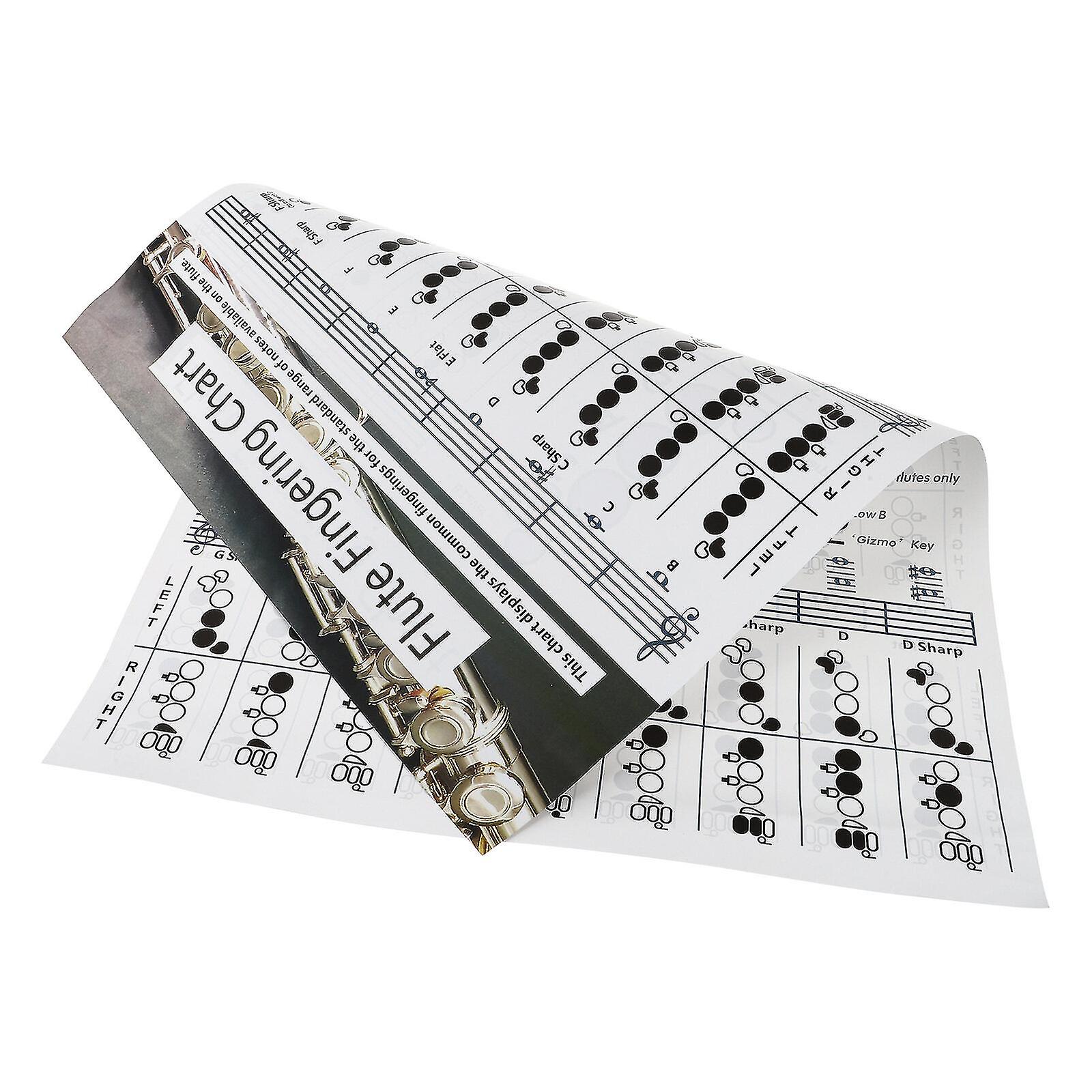 Pocket Guitar Piano Chord Chart Flute Recorder Finger Chart Flute Trill ...