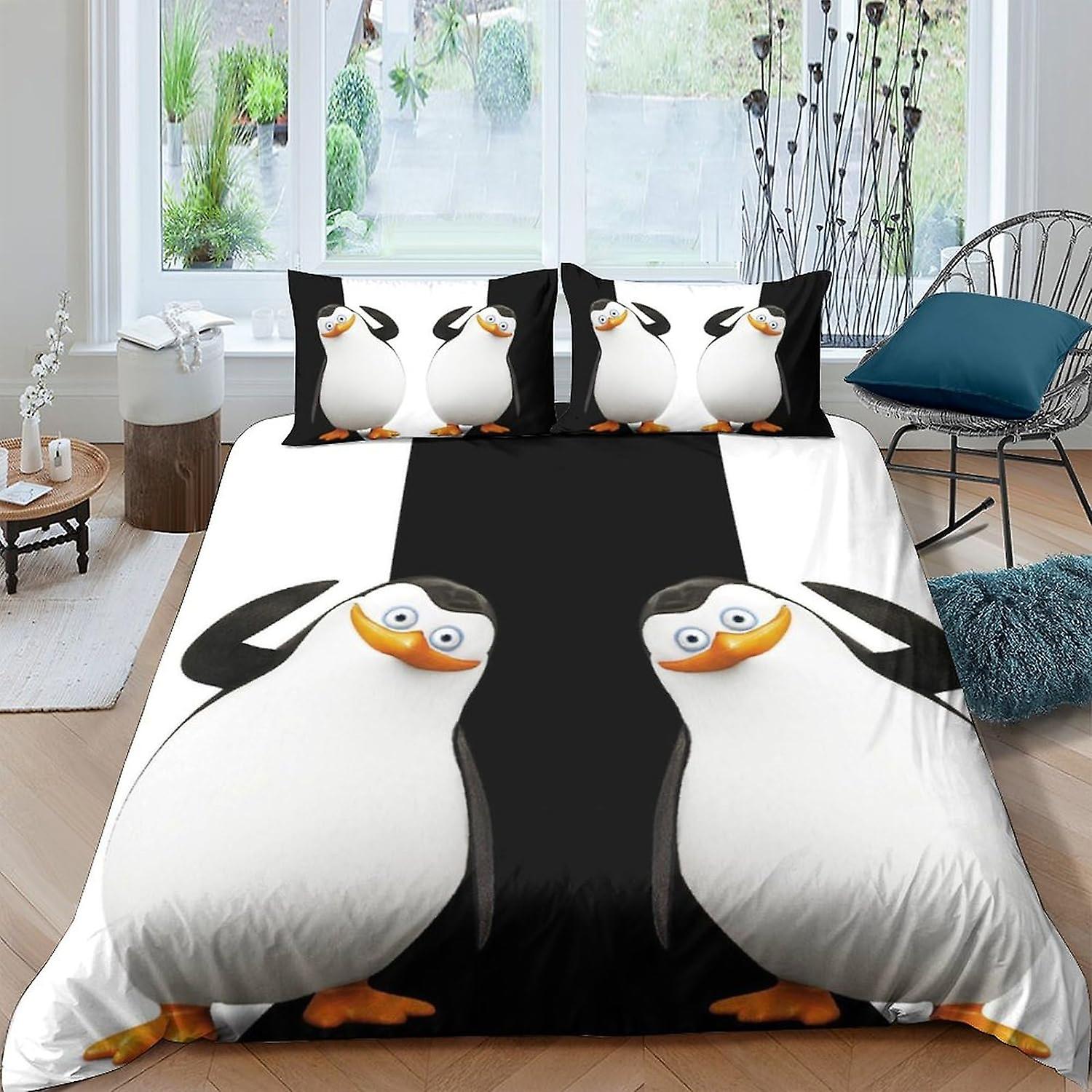 ARIJORJA pingvin 3D djureffekt för barn och vuxna Tryckt påslakan Set ...
