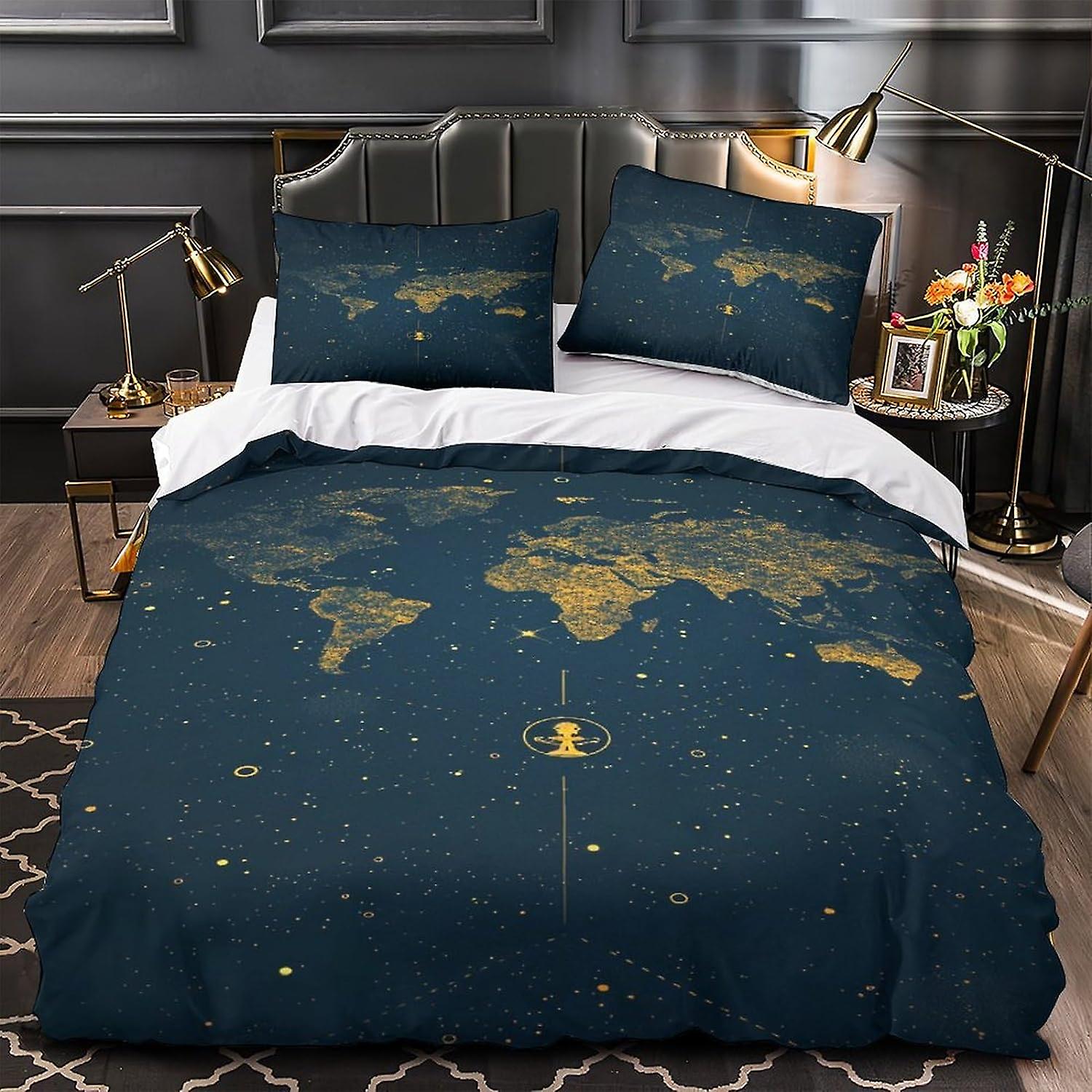 EKENOZ World Map Comforter Cover Soft Microfiber Duvet Cover Set Soft ...