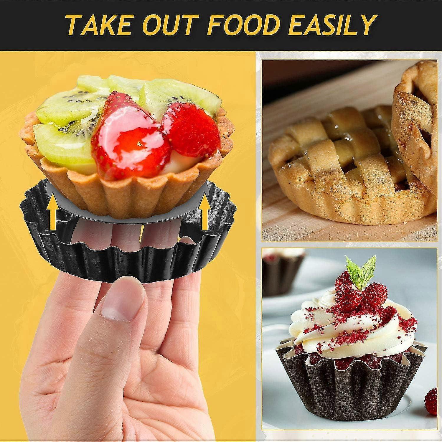 10 Pieces 4 Inch Mini Tart Pan with Removable Bottom, Nonstick Quiche ...