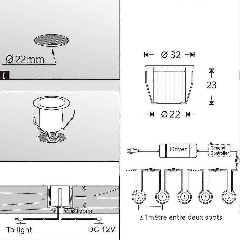 Pack Of 16 Led Recessed Spotlights For Wood Terrace, Waterproof Ip67 ...
