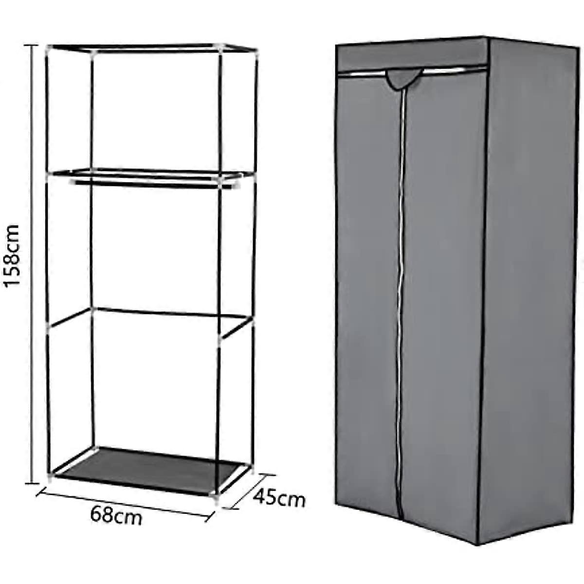 Portable Wardrobe 68x45x158cm Modern Canvas Wardrobe Easy Assemble ...