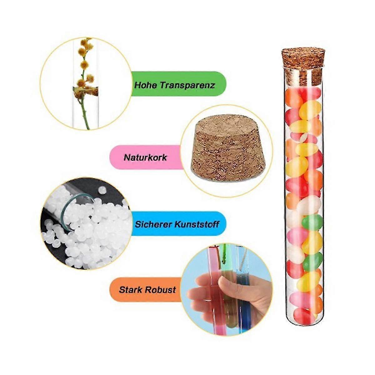 60 Pcs Test Tube With Cork, 16x150mm(20ml), Plastic Test Tubes With ...