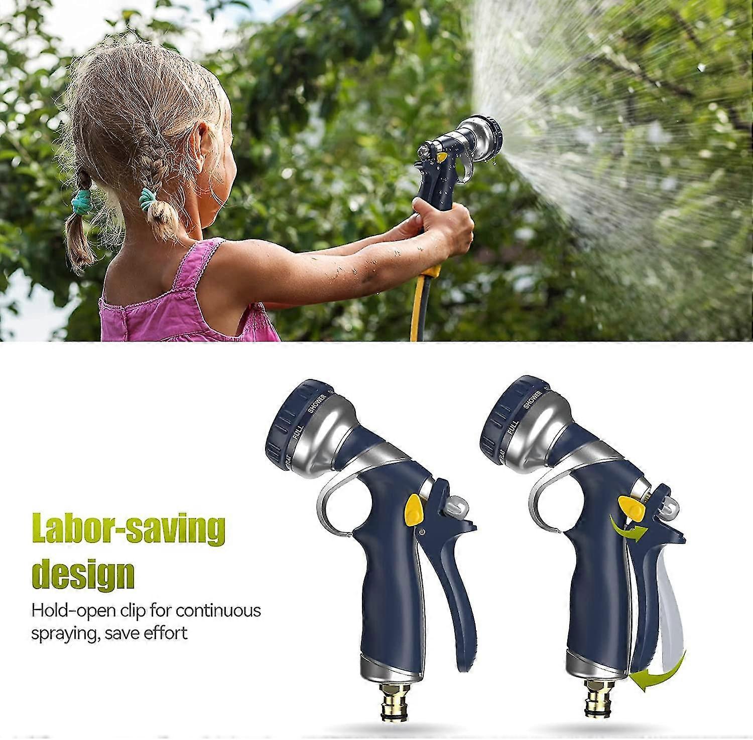 High Pressure Garden Sprayer Metal Hose Sprayer, 9 Adjustable Patterns ...