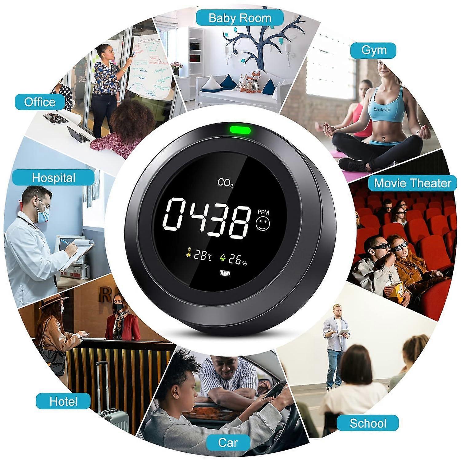 CO2 Detector, 3 in 1 Indoor Air Quality Monitor Detecting Carbon Dioxide Temperature and ...