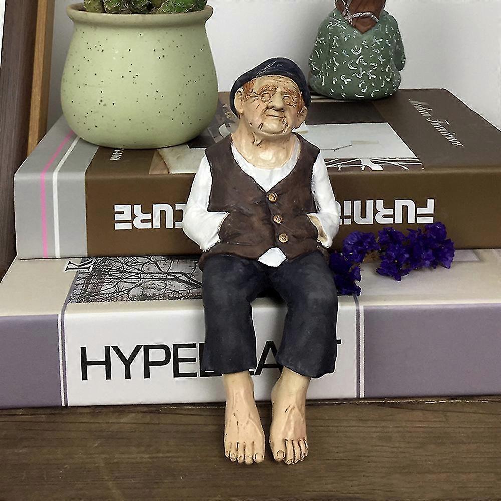 Rustic Statues Sculpture Figurine Grandpa And Grandma Desk Decor Room ...