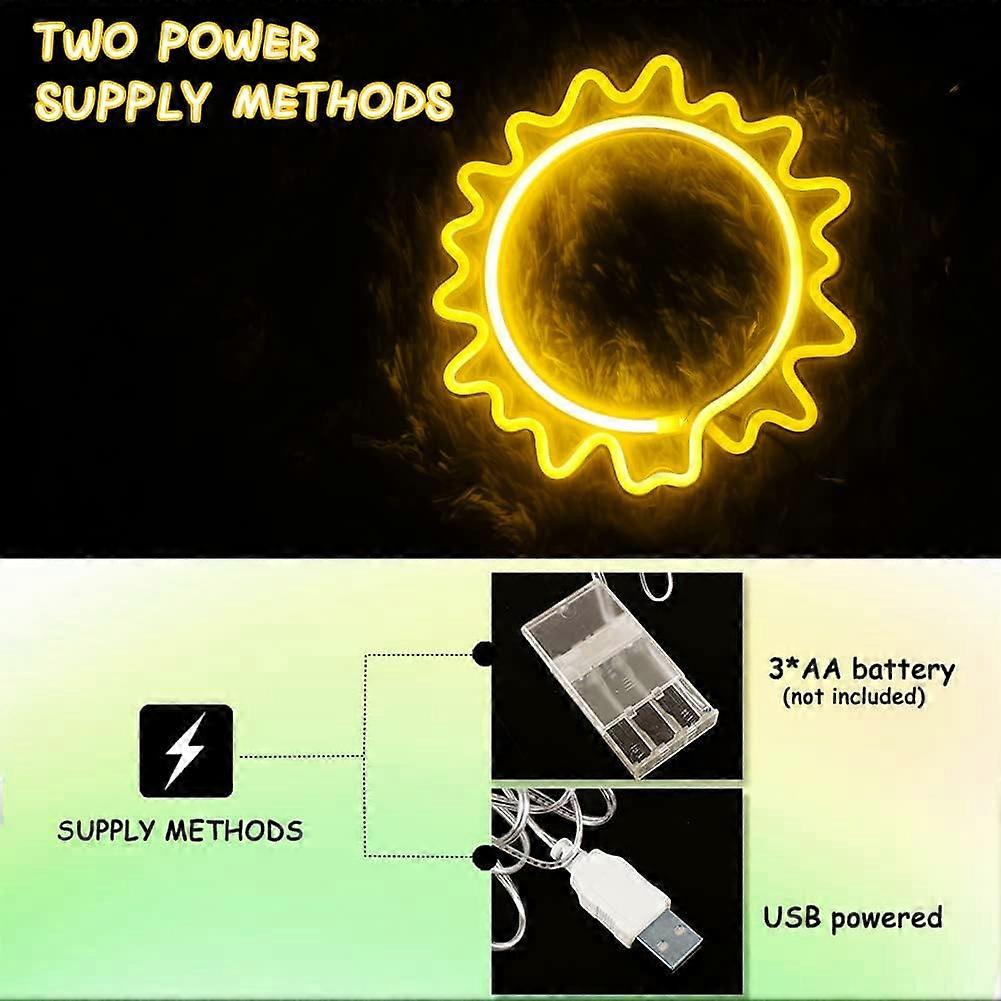 Sun Neon Light Neon Light Sign Neon Wall Light USB/Battery Powered Neon ...