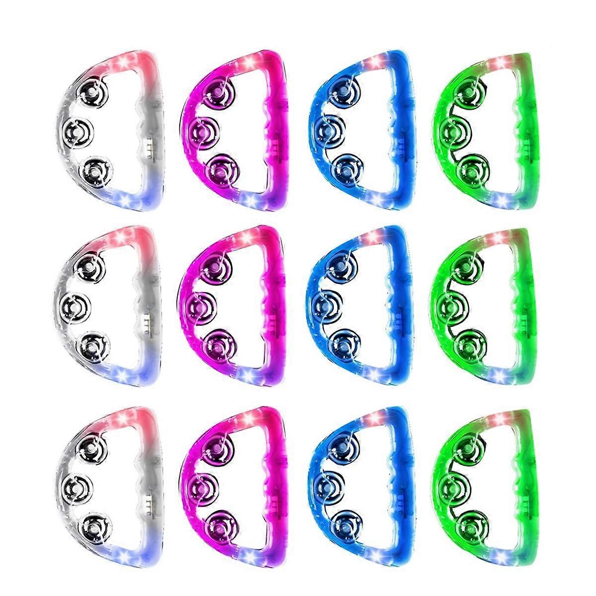 12 Pieces Light Up LED Tambourine, Musical Flashing Tambourine Glow ...