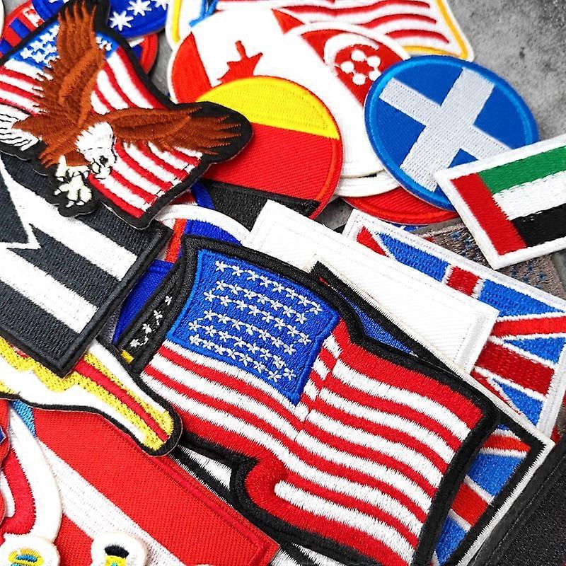 National Flag Patches Embroidery For T-Shirt Iron On Appliques Clothes ...