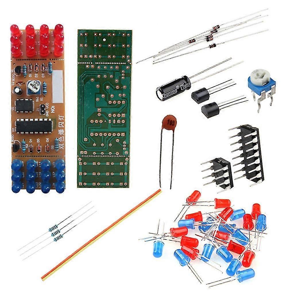 NE555 + CD4017 Dual LED Red Blue Strobe Flashing Lights DIY Kit for DC ...