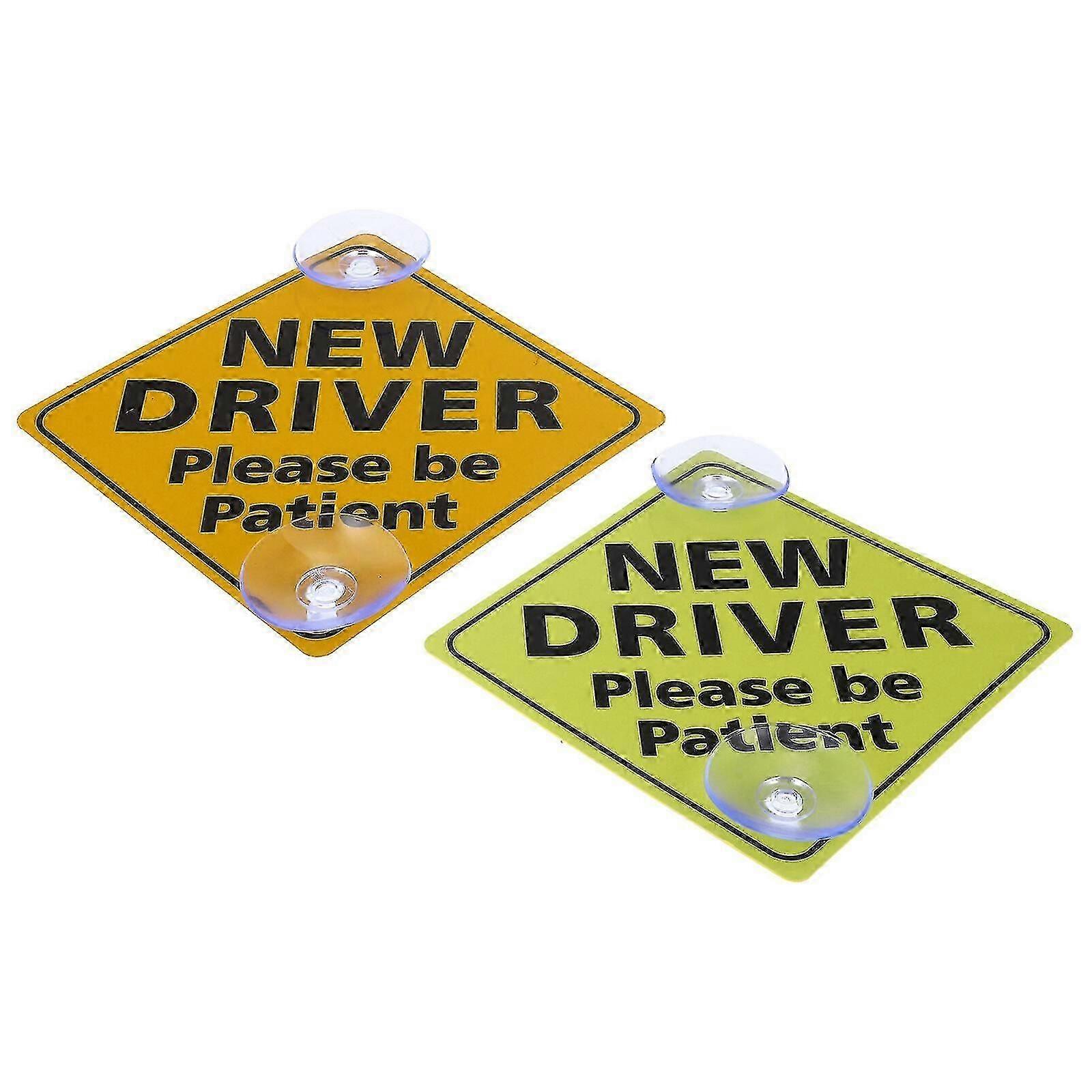 2pcs Car Reflective Stickers Suction Cup Car Stickers New Driver Signs ...