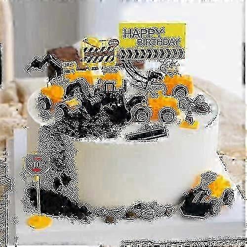 18 Pcs Construction Cake Toppers Vehicles Cake Decoration Set Excavator ...