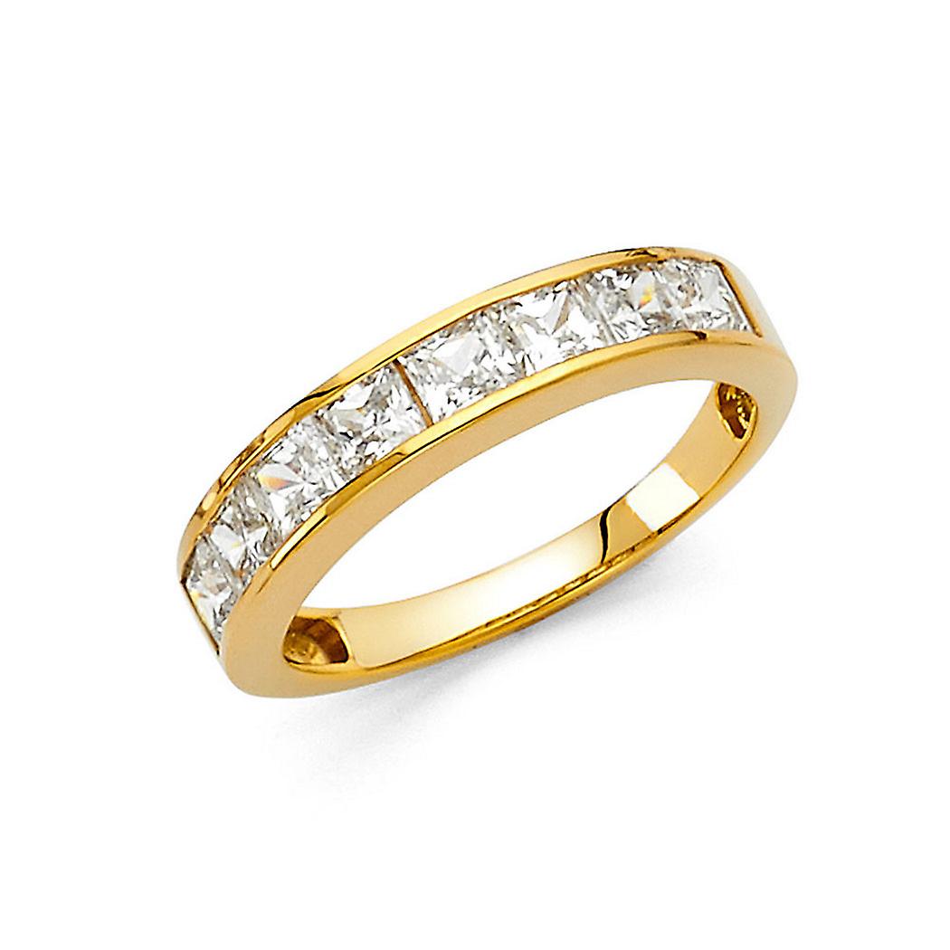 14k Yellow Gold CZ Cubic Zirconia Simulated Diamond Wedding Band Ring ...