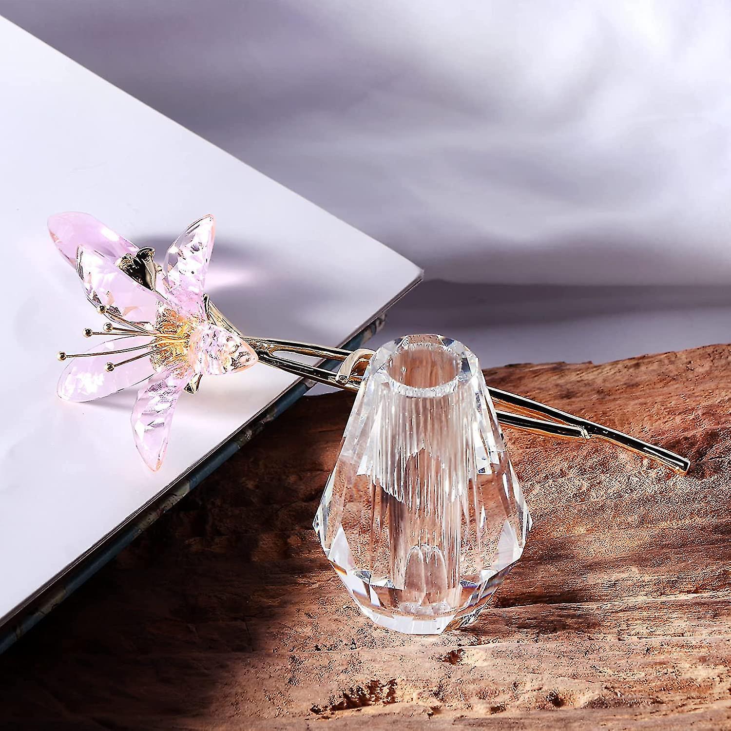 Crystal Floral Figurine Lily Flower Collectible Gifts For Women, Glass ...