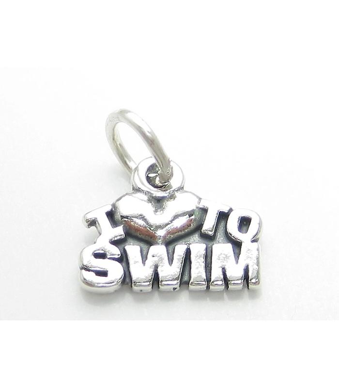 I Love To Swim Sterling Silver Charm .925 X 1 Swimming Swimmer Charms ...
