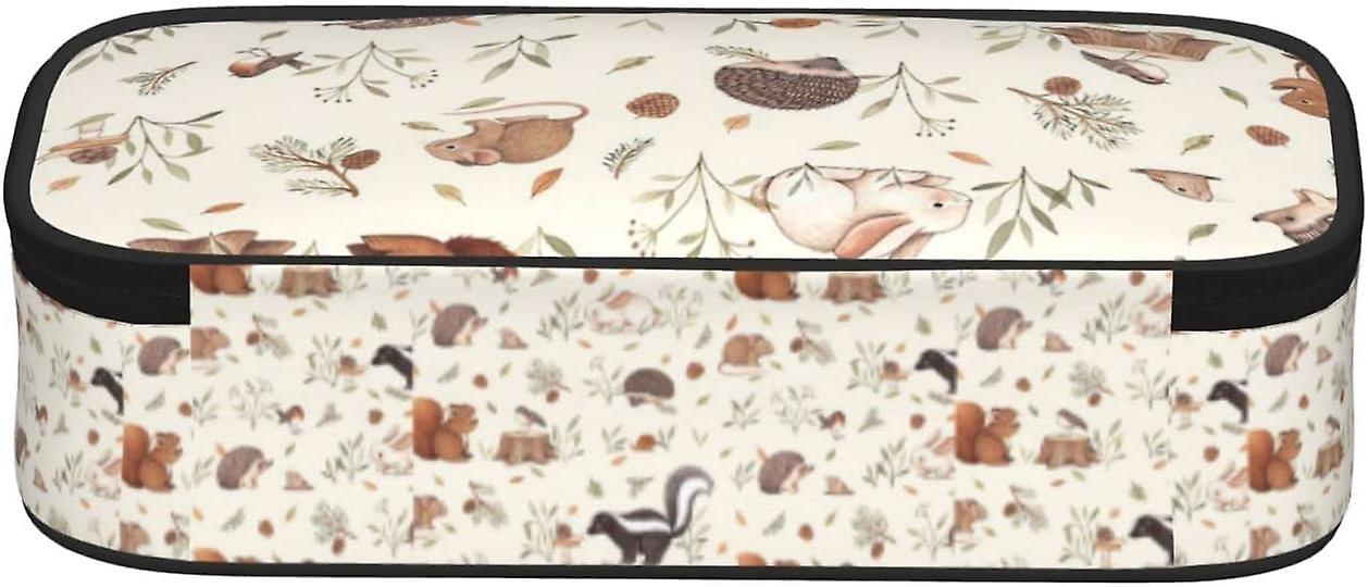 Nature Lovely Hedgehog Squirrel Birds Print Pencil Case Large Capacity ...