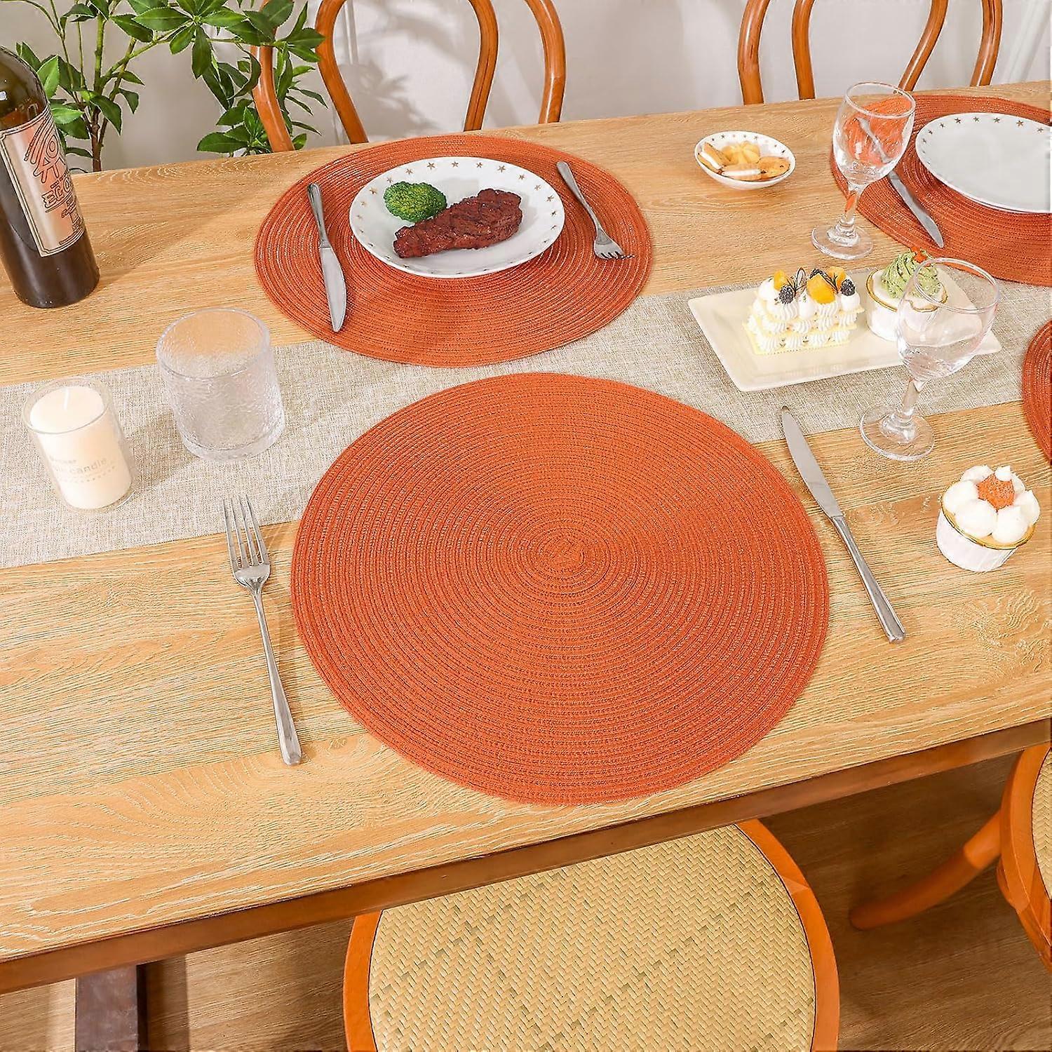 Round Placemats Set of 4 for Dining Table Autumn Fall Round Braided ...
