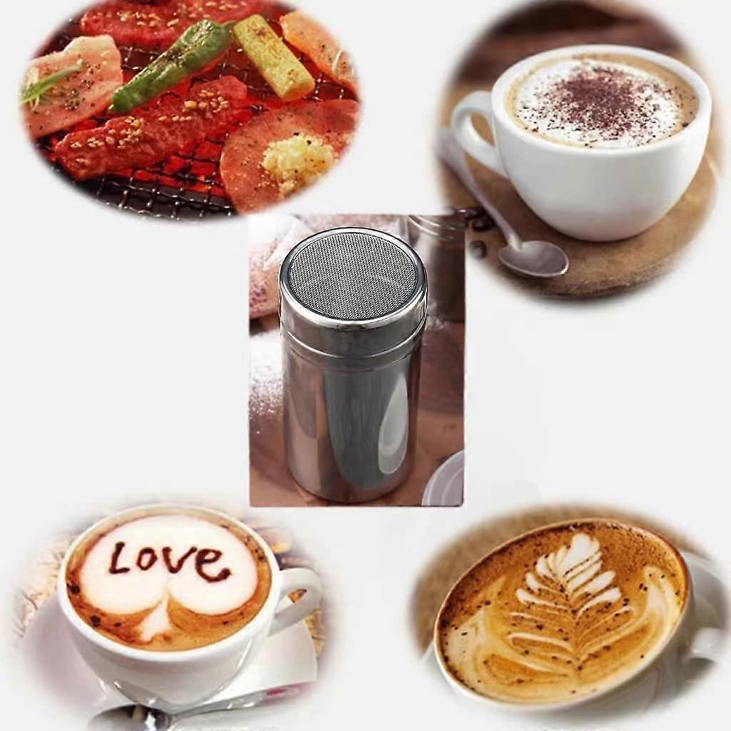 Stainless steel powdered sugar, cocoa wicker with lid chocolate stray ...