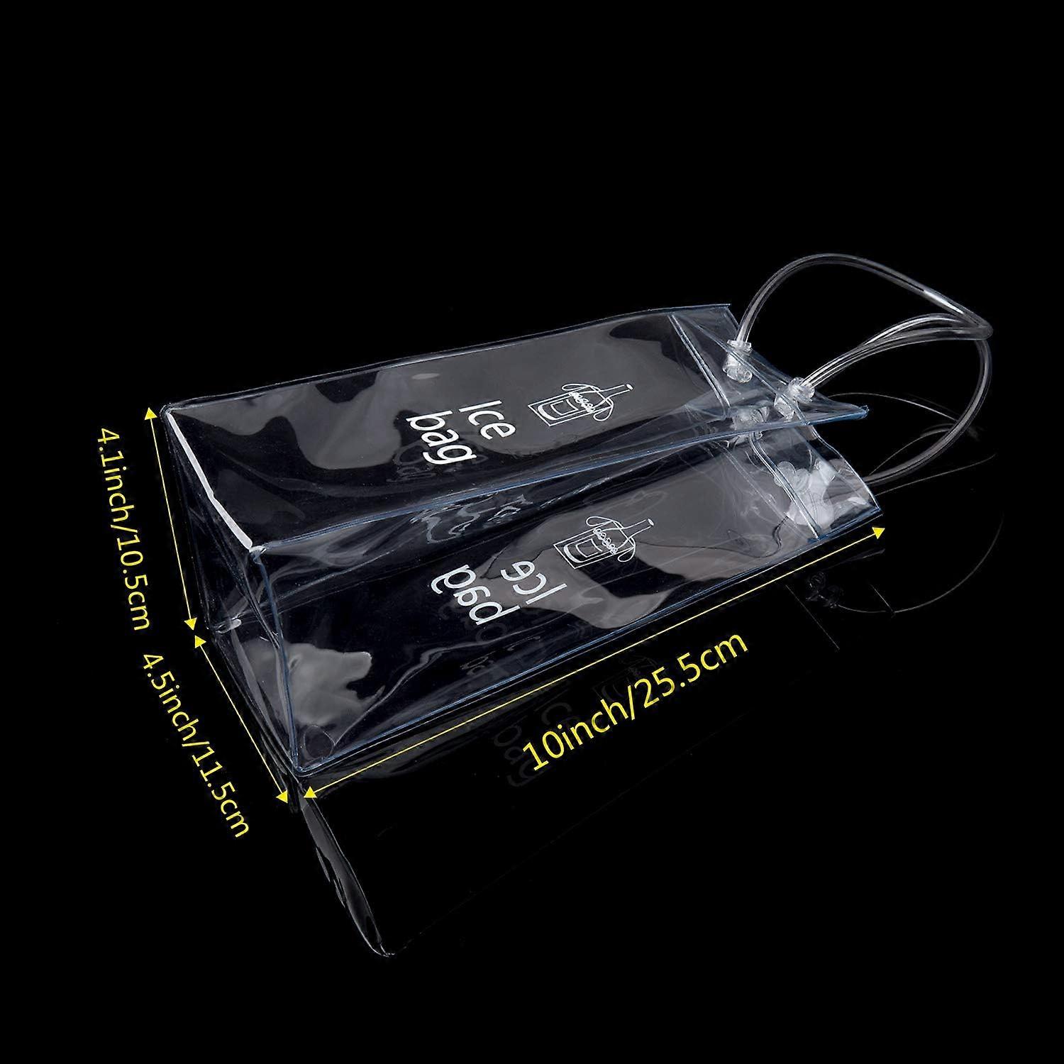 Pack of 2 Transparent Bottle Cooler Ice Bag with Handle for Champagne ...