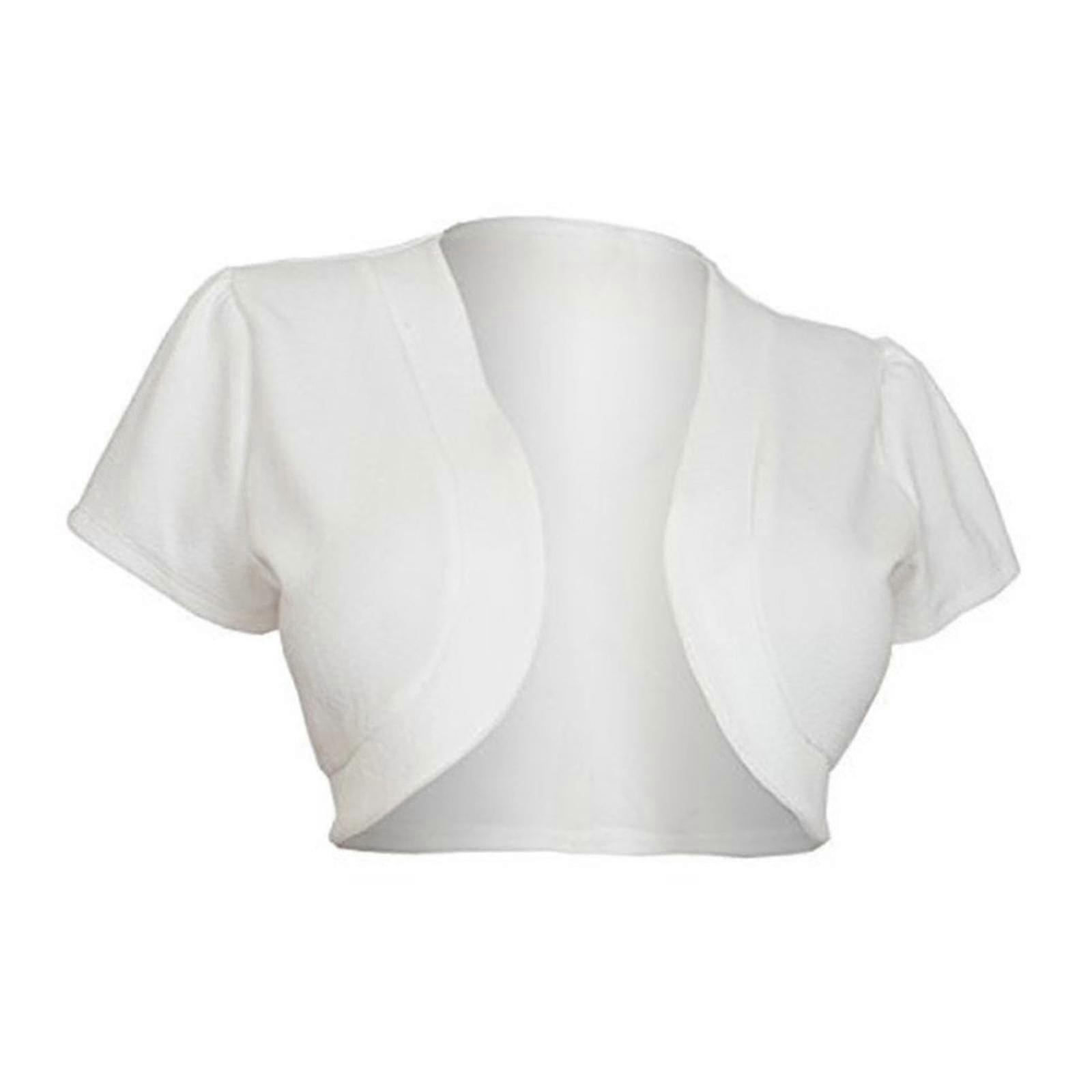 Ladies Fashion Sexy Short Sleeve Solid Color Knit Bolero Shrug Jackets ...
