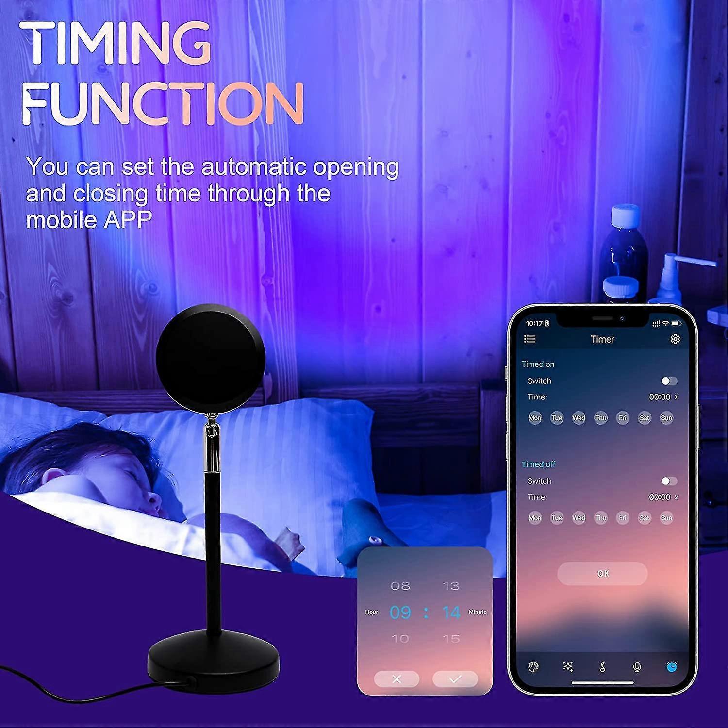 Sunset Lamp, Sunset Projection Lamp With App And Remote Control, 360 ...