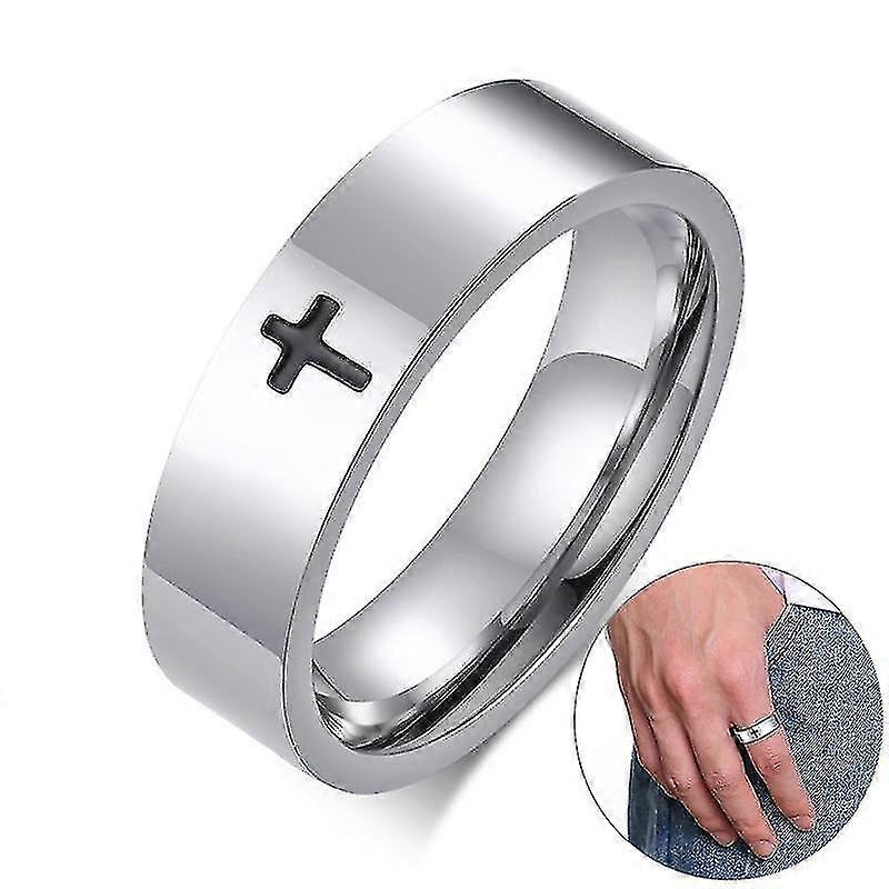 6mm Stainless Steel Cross Ring Christian Jesus Christ Lord Prayer ...