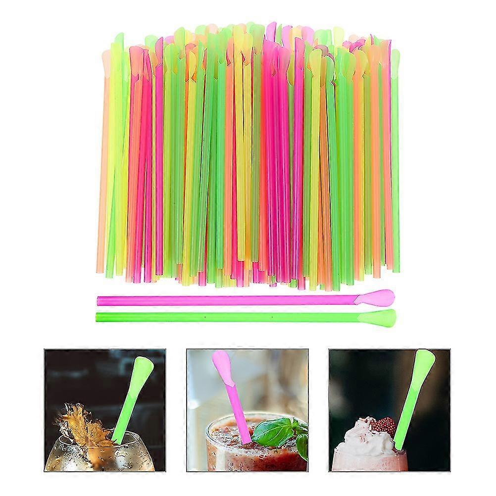 400Pcs Spoon Straws Slushie Straws Spoon Scoop Straws Disposable ...