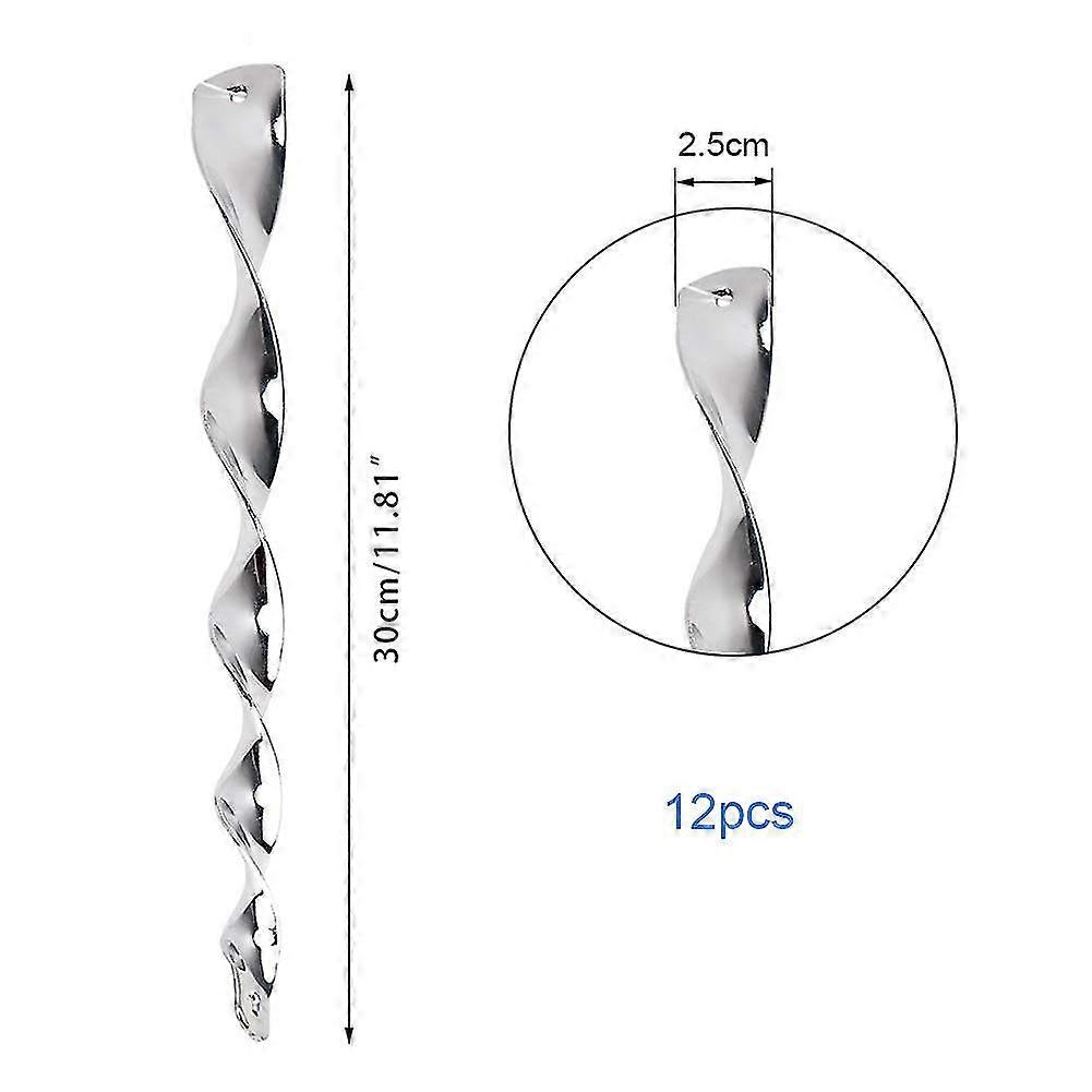 12 Packs Bird Repellent Reflective Scare Rods, Ornamental Spiral ...