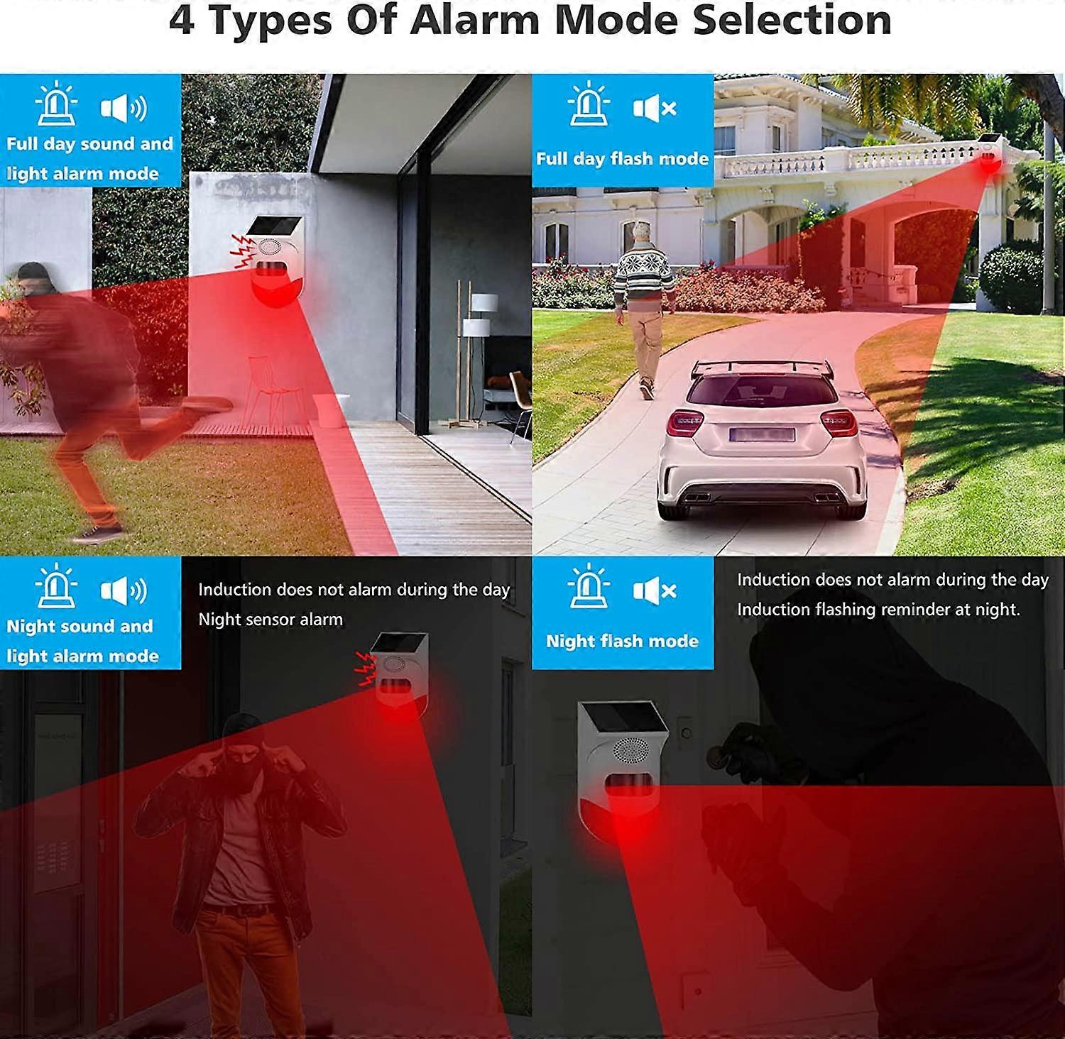 Solar Strobe Alarm Light with Motion Sensor Siren Outdoor Alarm Siren ...