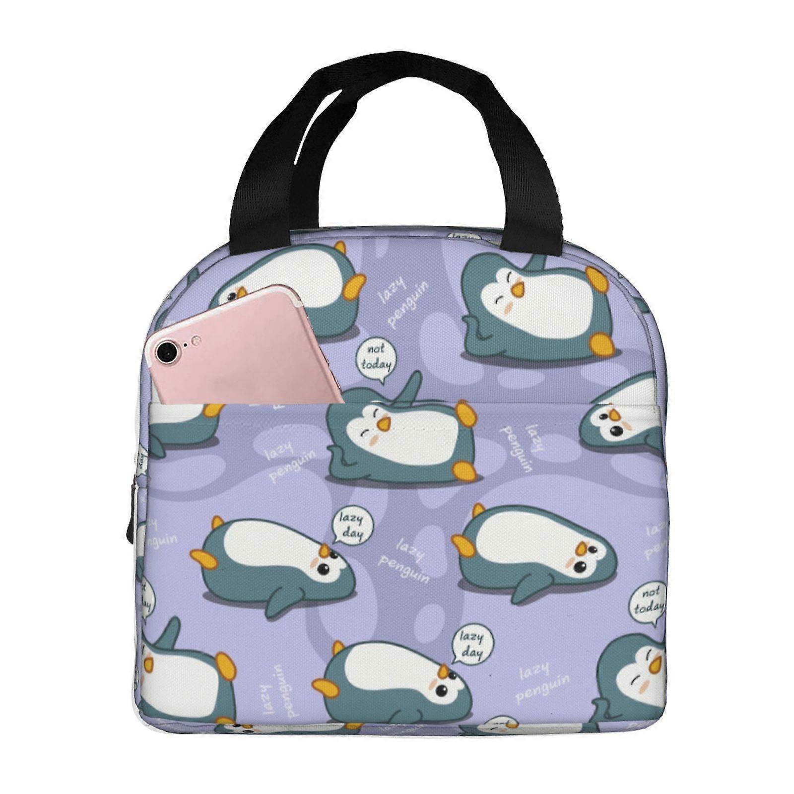 Cute And Funny Penguin Pattern Lunch Bag Reusable Insulated Lunch Box ...