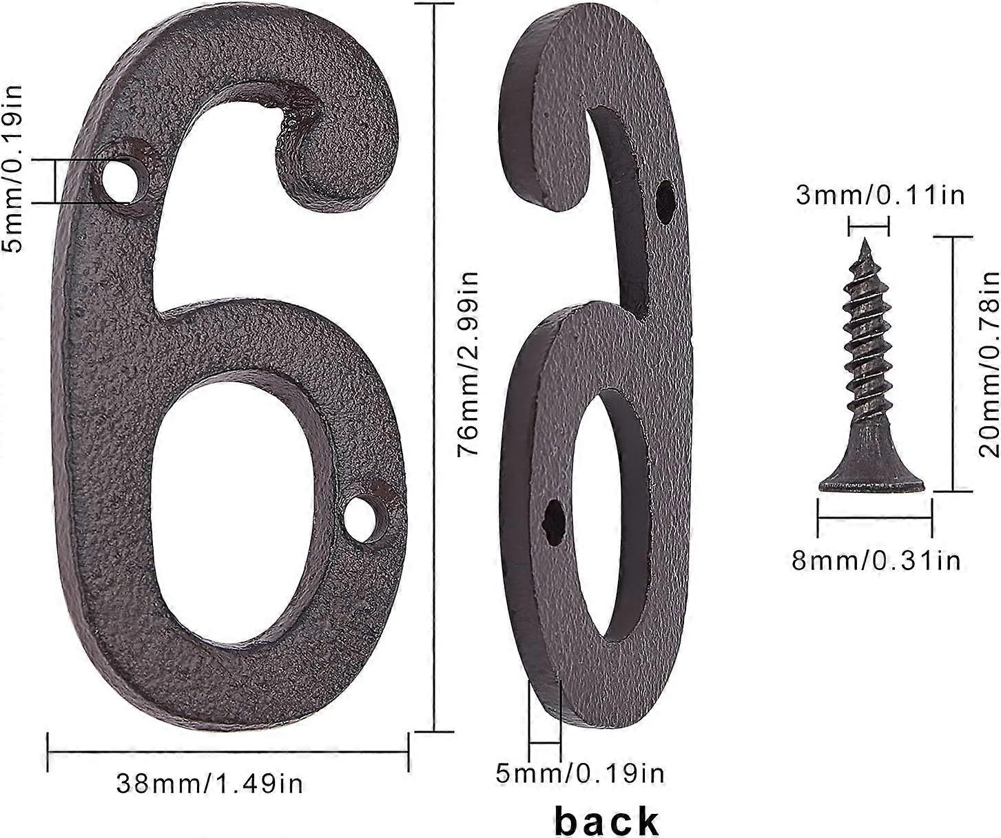 2Pcs 3 Inch Cast Iron House Numbers Metal Home Address Numbers Mailbox ...