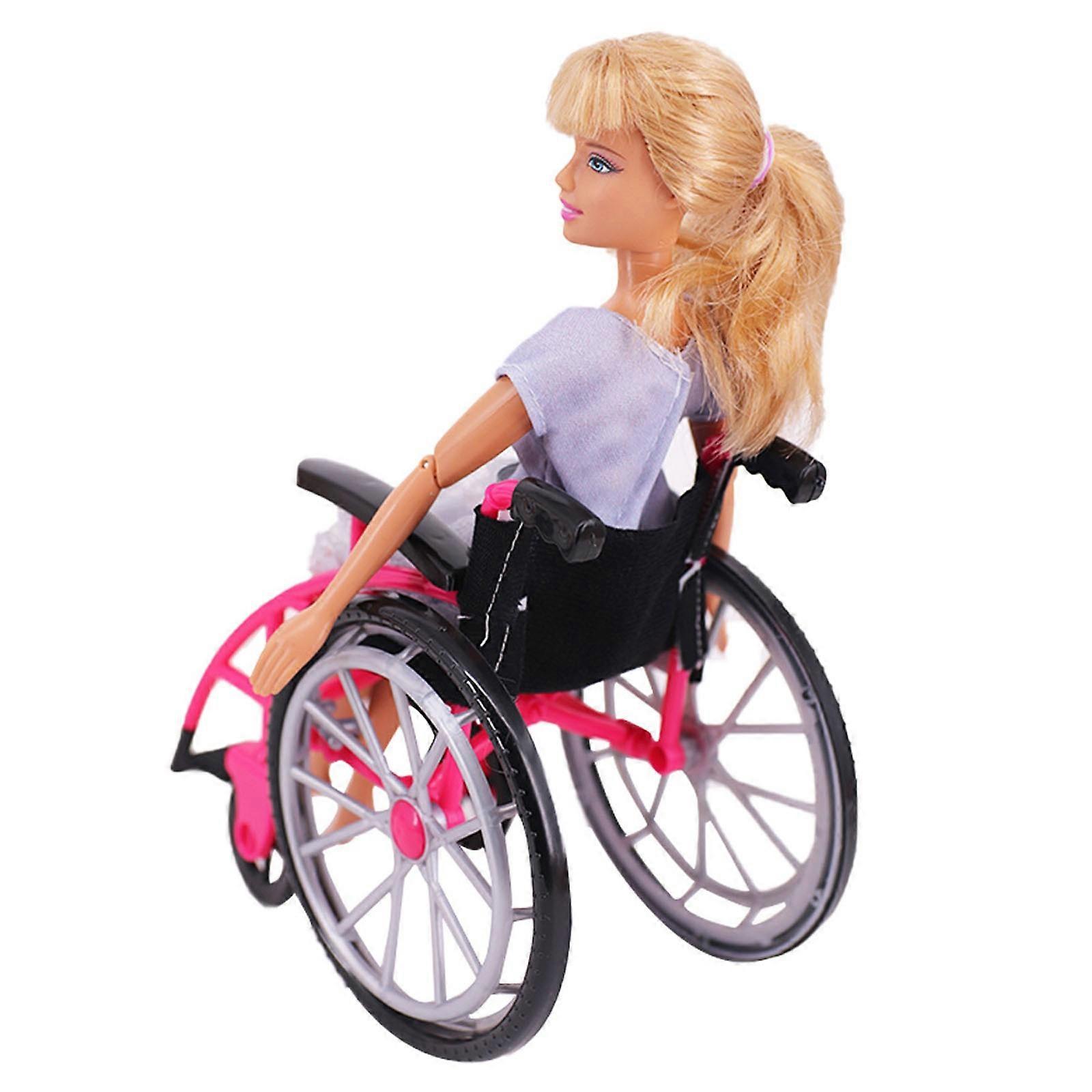 Set Of Doll Wheelchair And Crutches Playset Red Mini Wheelchair Model ...
