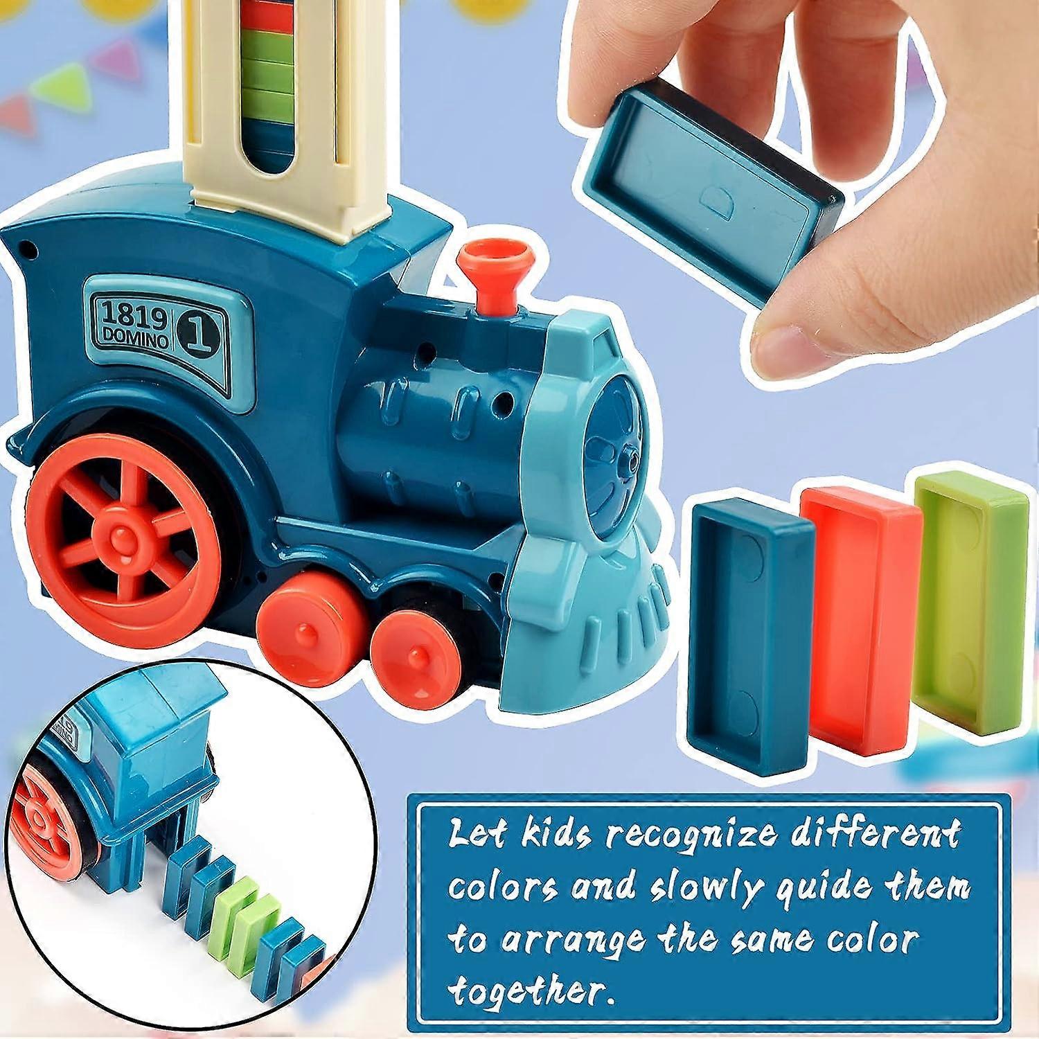 Domino Train Playset with 120 Domino Bricks, Auto Domino Laying ...