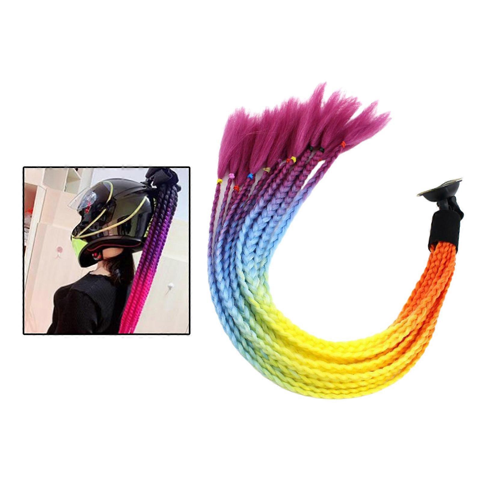 Womens Mens Helmet Twist Braids Motorcycle Ponytail Dirty Gradient Ramp ...
