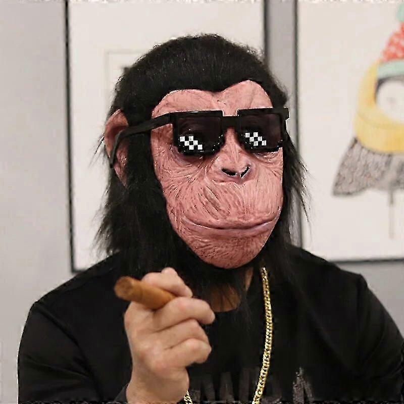 Monkey Full Face Mask Animal Latex Head Carnival Party Cosplay Helmet ...