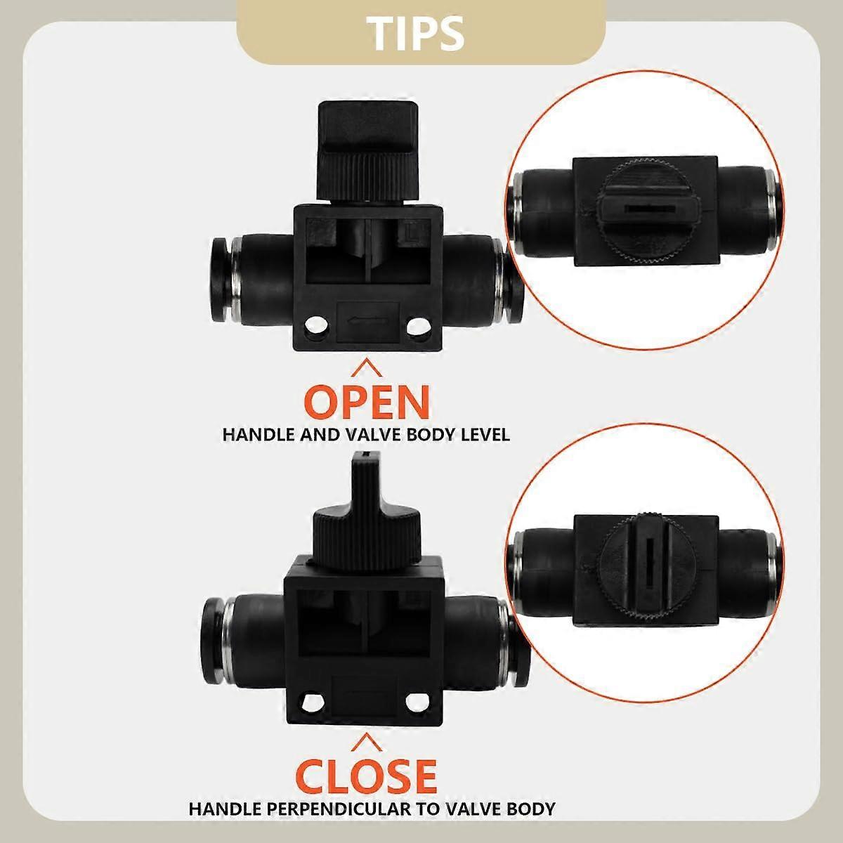 5 Pcs 4mm Tubing OD Air Flow Control Ball Valve Push to Connect Straight Pneumatic Union Fitting ...
