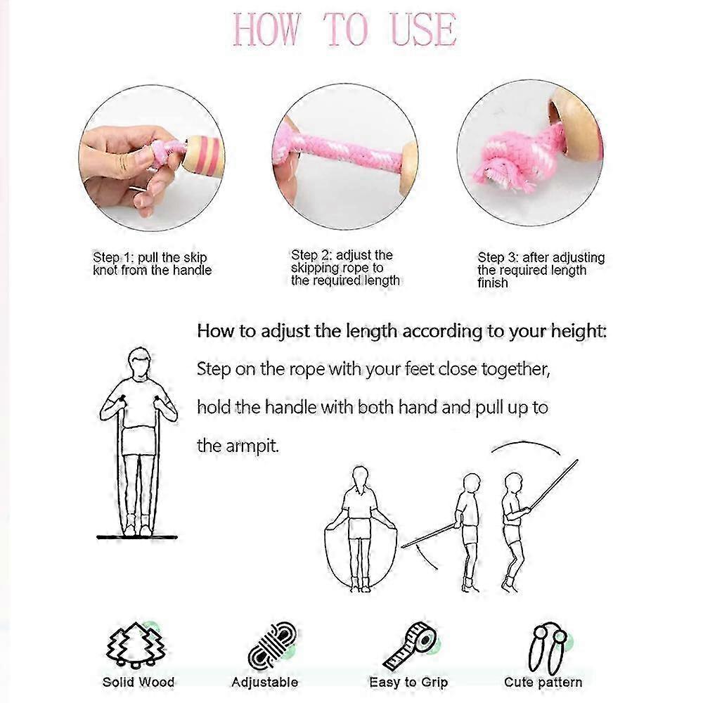 Cotton Skipping Rope with Wooden Handle, Adjustable for Kids - Ideal ...