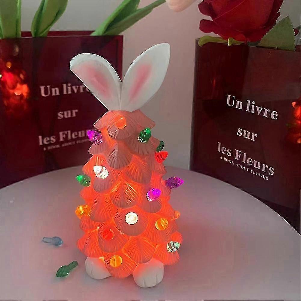 2025 Lighted Easter Bunny Ceramic Tabletop Tree, 5.9inch Pre-Lit Rabbit ...