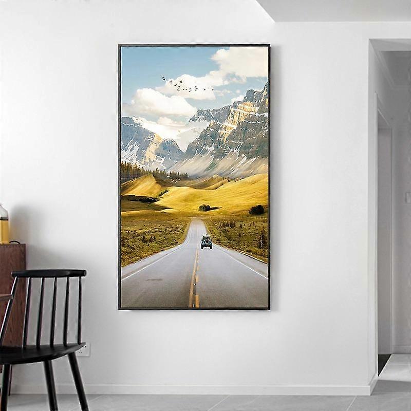 Natural Landscape Posters Canvas Painting Autumn Road Posters and ...