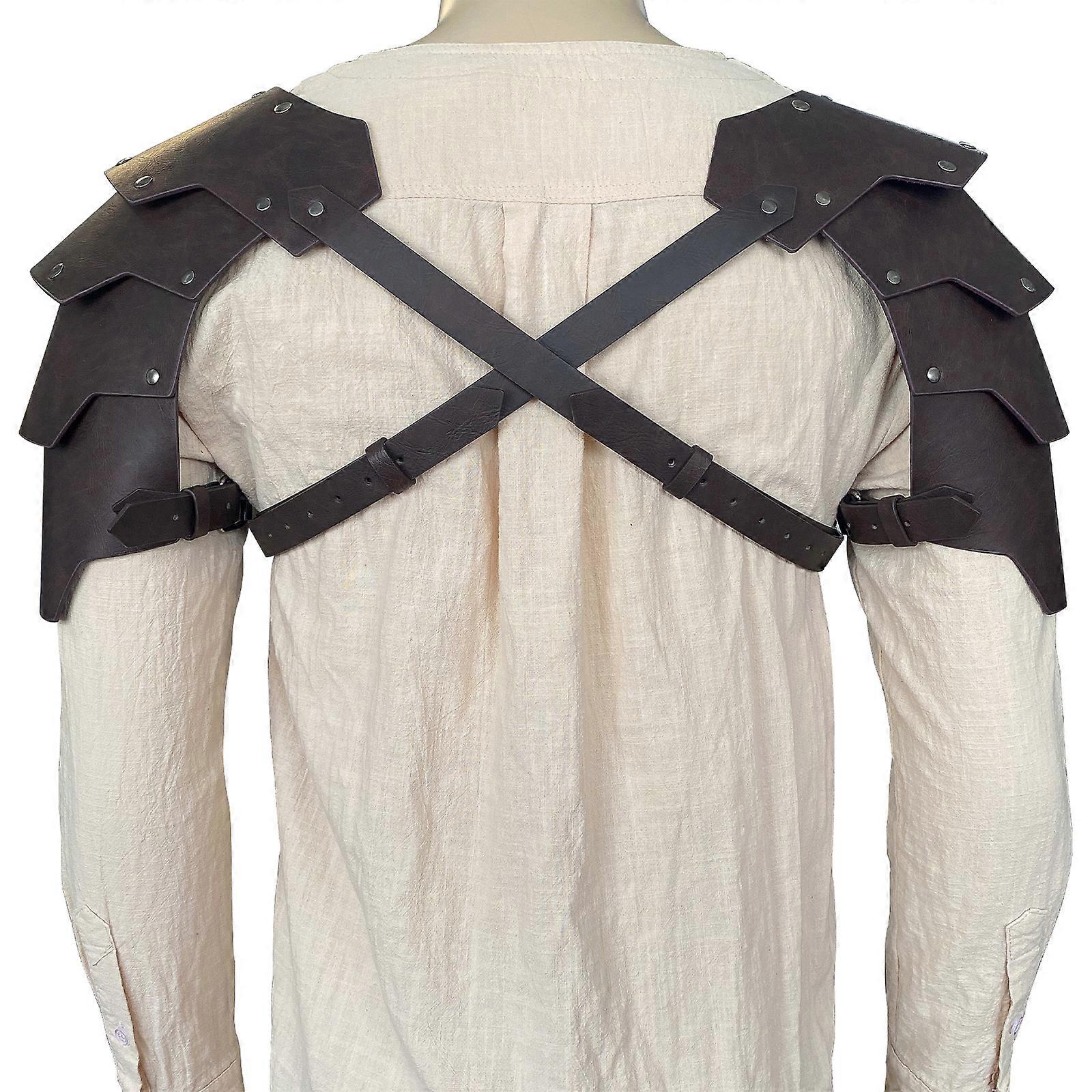 Men PU Leather Shoulder Armors Steampunk Body Chest Harness Armors ...