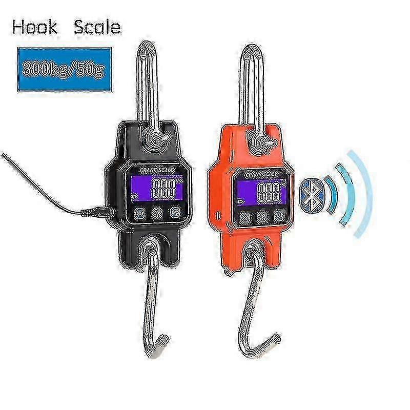 300kg/50g Bluetooth-compatible Crane Scale Rechargeable Portable Hanging Industrial Hook Scales ...