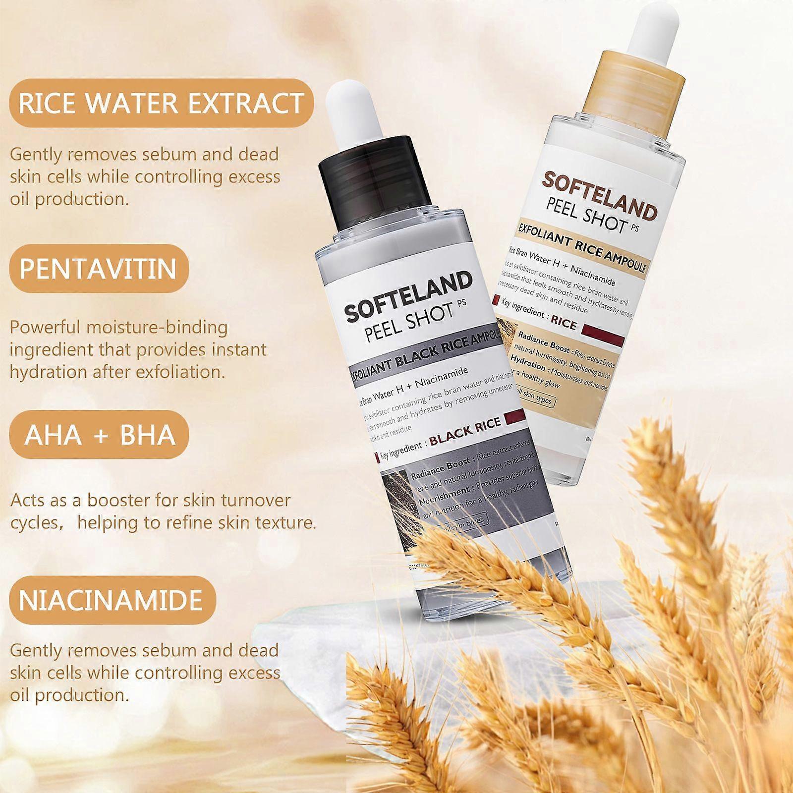 2PCS Peel Shot Glow Rice Ampoule, White rice ampoule+Black rice ampoule ...