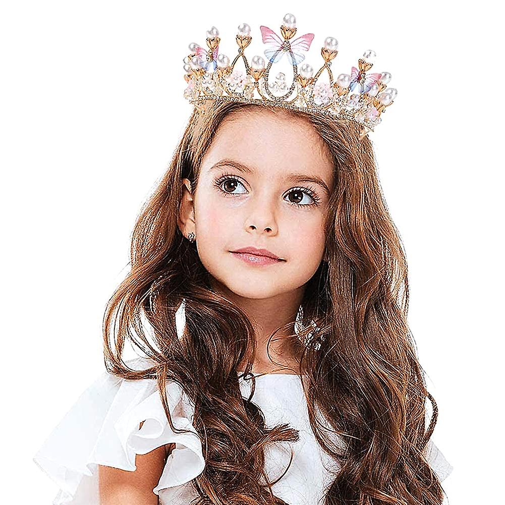 Retro Girl Crown Butterfly Accessories Children's Ppearl Butterfly ...