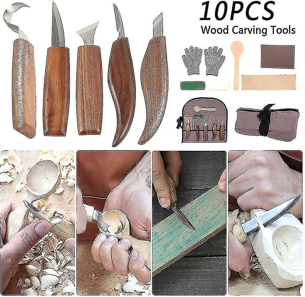 10pcs Carbon Steel Wood Carving Tools Wood Carving Tool Set With Hook ...