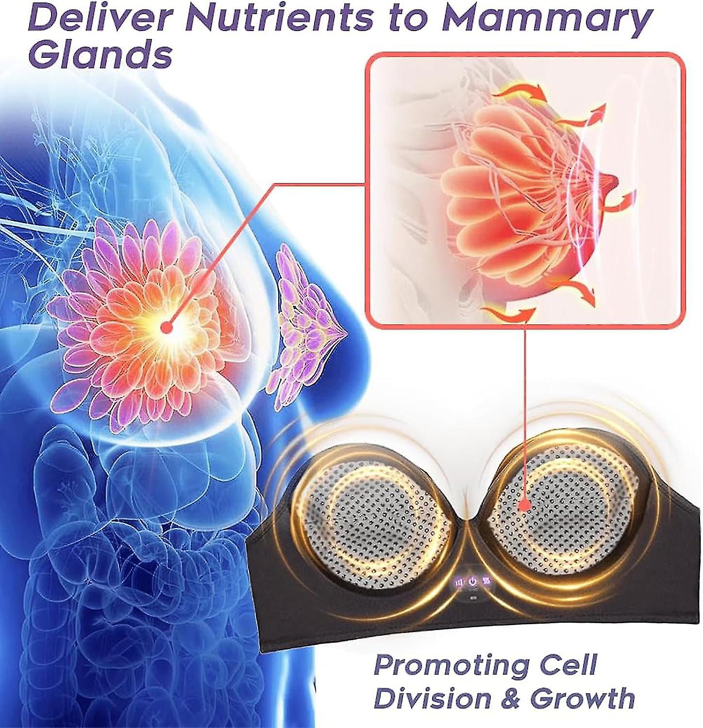 Electric Bust Massager, Bust Lift Enhancer Massager Bra, 4 Mode ...