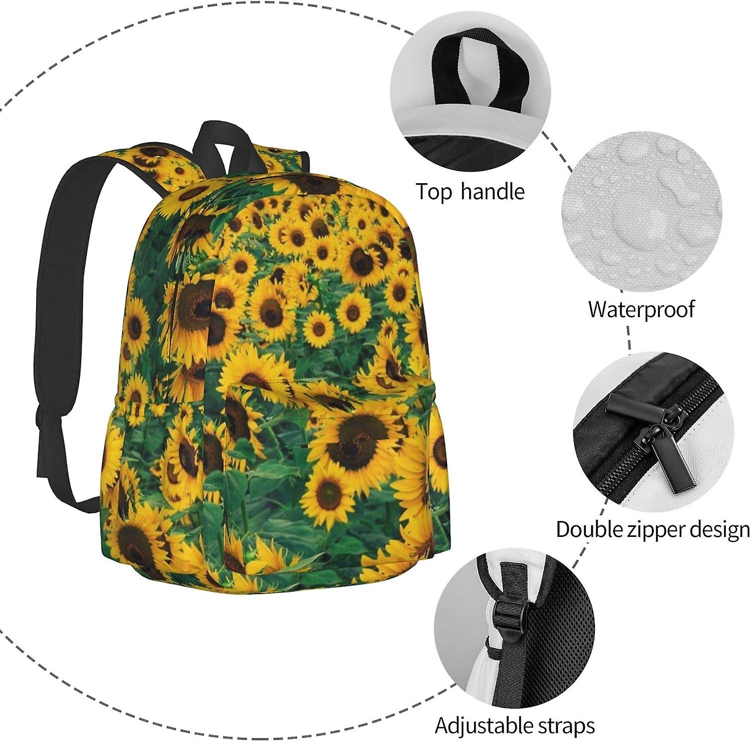 Sunflower Field Print Backpack For Adult, Lightweight Bookbag7459 ...