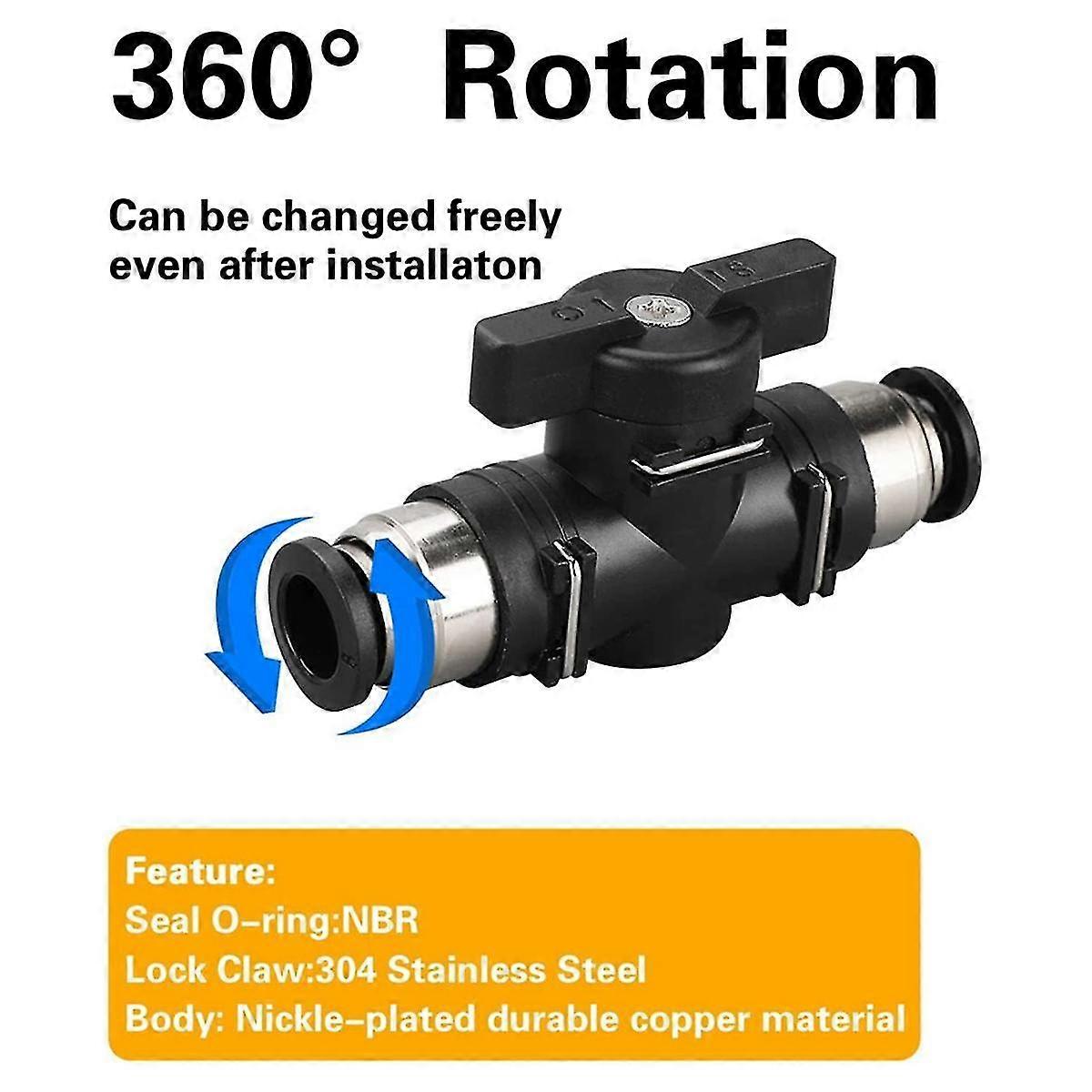 6mm Push Connect Valve Ball Valve 6mm Air Flow Control Valve Quick Connect Valve Tube Fittings 3 ...